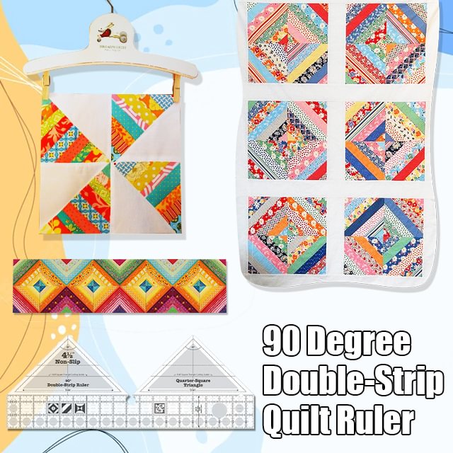 90 Degree Double-Strip Quilt Ruler - With Instructions