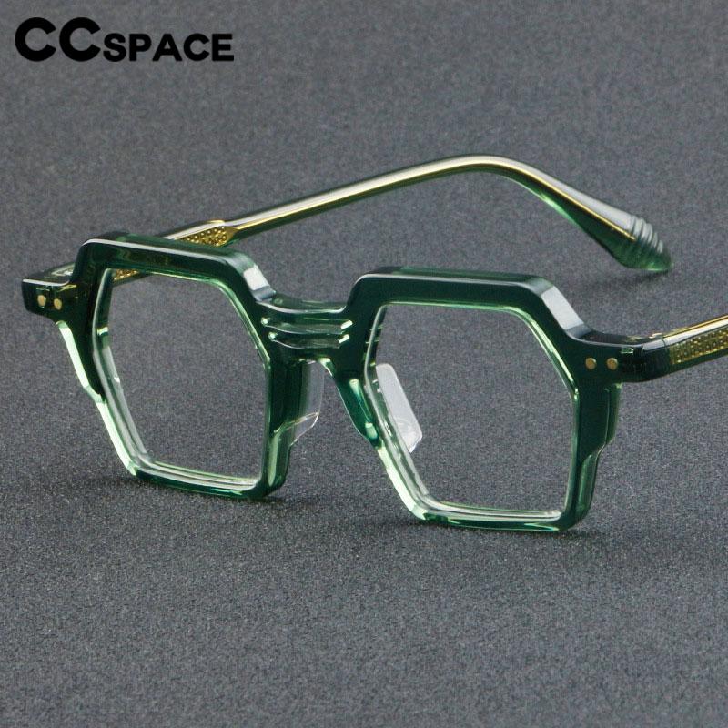 56914 Acetate Optical Spectacle Frame Women Vintage Polygon Rivet Clear ...