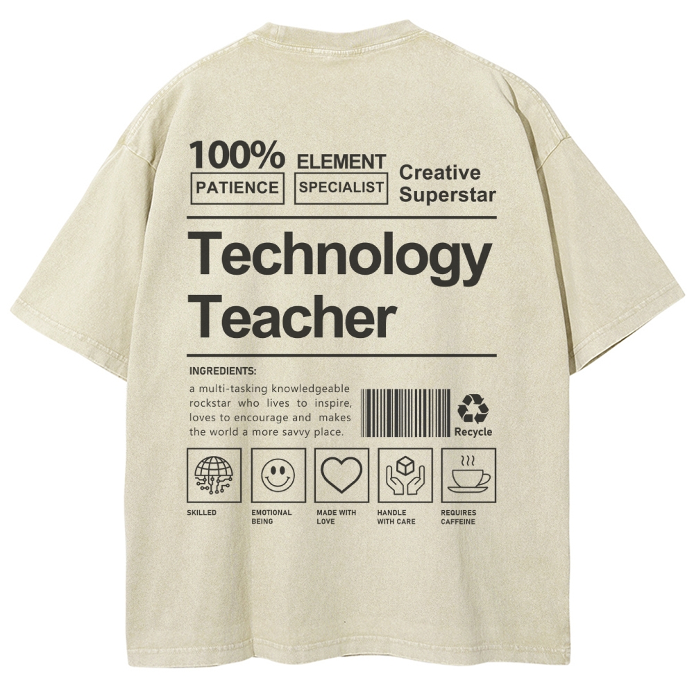 Technology Teacher Unisex Fit Washed T-Shirt