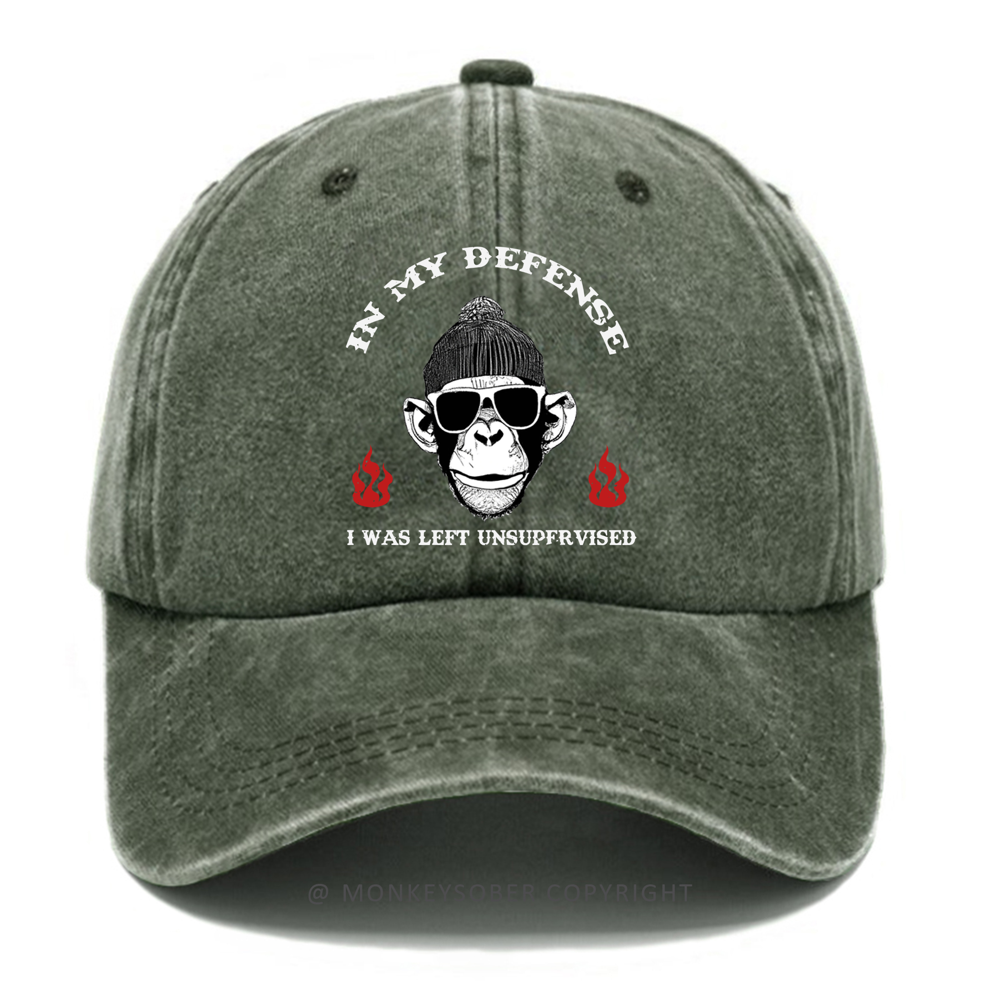 Personalized IN MY DEFENSE I WAS LEFT UNSUPERVISED Washed Baseball Caps