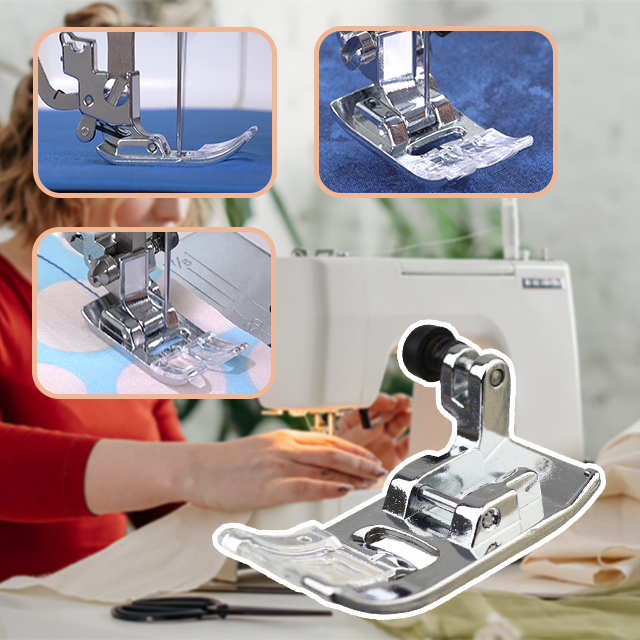 Multi-purpose rolling seam freely adjustable presser foot