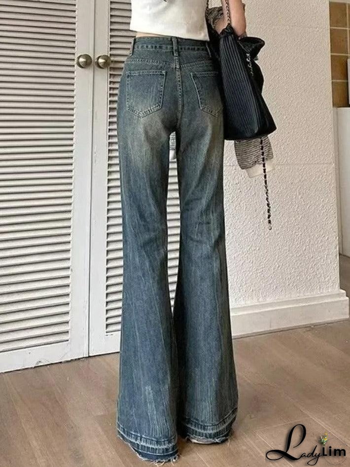 Vintage High Rise Flare Jeans - Ladylim