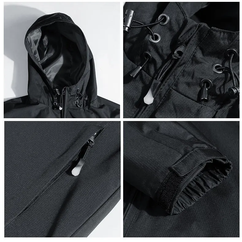 Men's Solid Color Track Jacket Outdoor Hooded Jacket