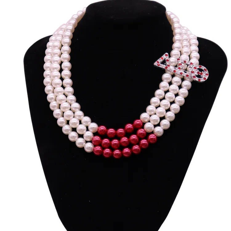 Three Layers Pearl Elephant DST Symbol Theta Sorority Necklaces Greek ...