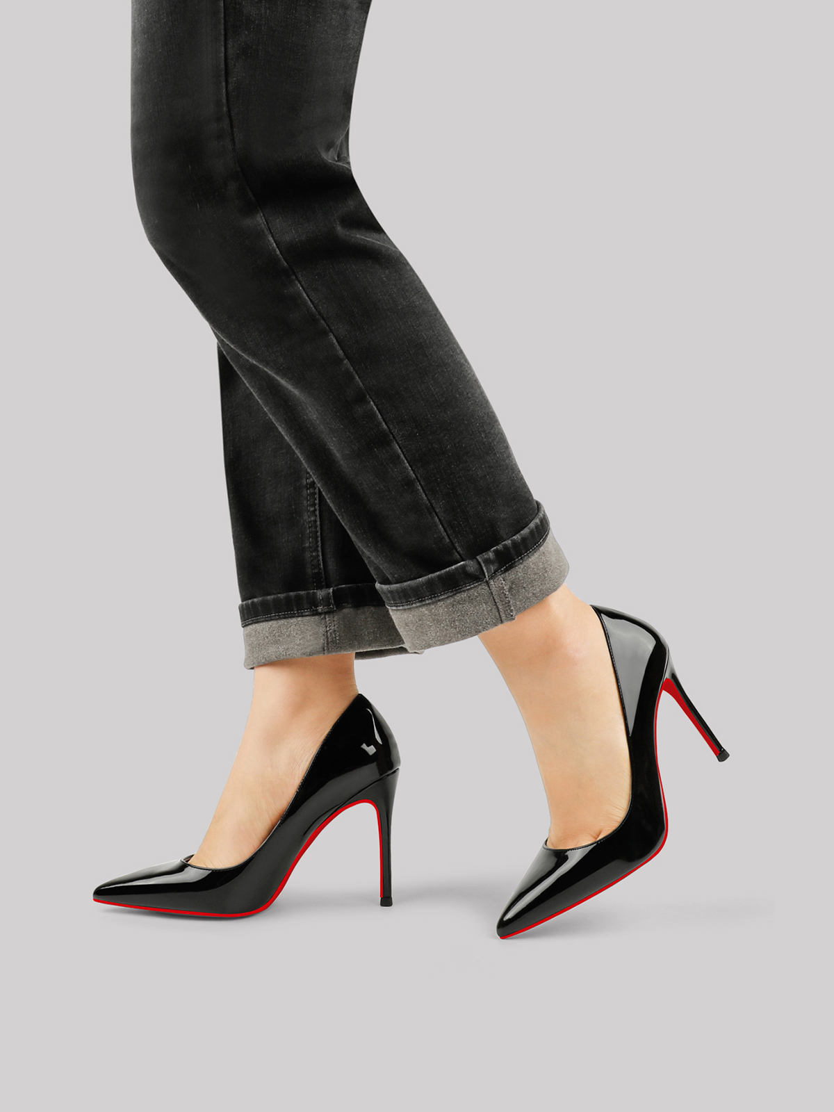 100mm Women's Classic Stiletto High Heels Pointed Toe Red Bottoms Shoes ...