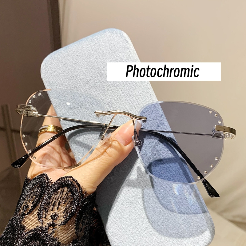 Women's Color Changing Myopia Glasses Photochromic Near Sight Eyewear ...