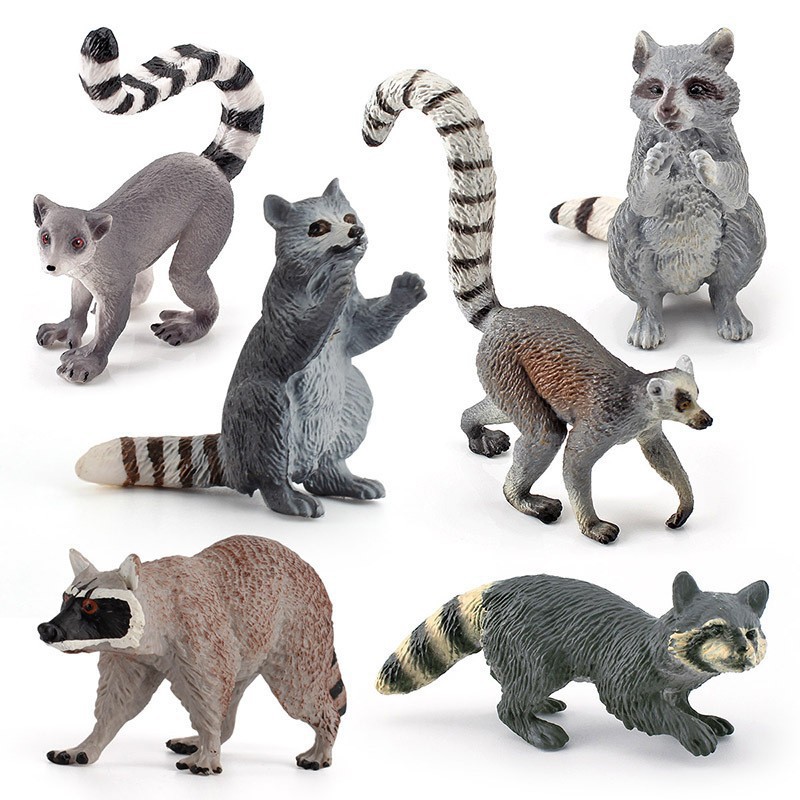 Simulated wild animal model, raccoon, red panda, solid plastic static ...