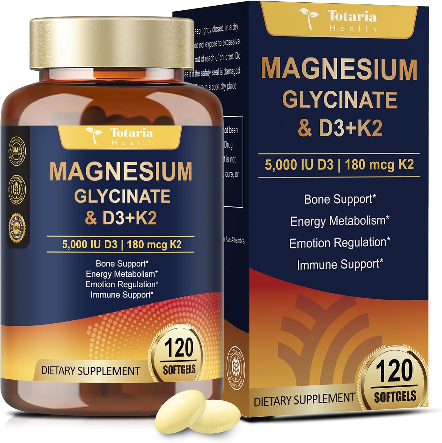 9-in-1 Magnesium Glycinate 500mg + Vitamin D3 5000 IU & K2 Complex ...