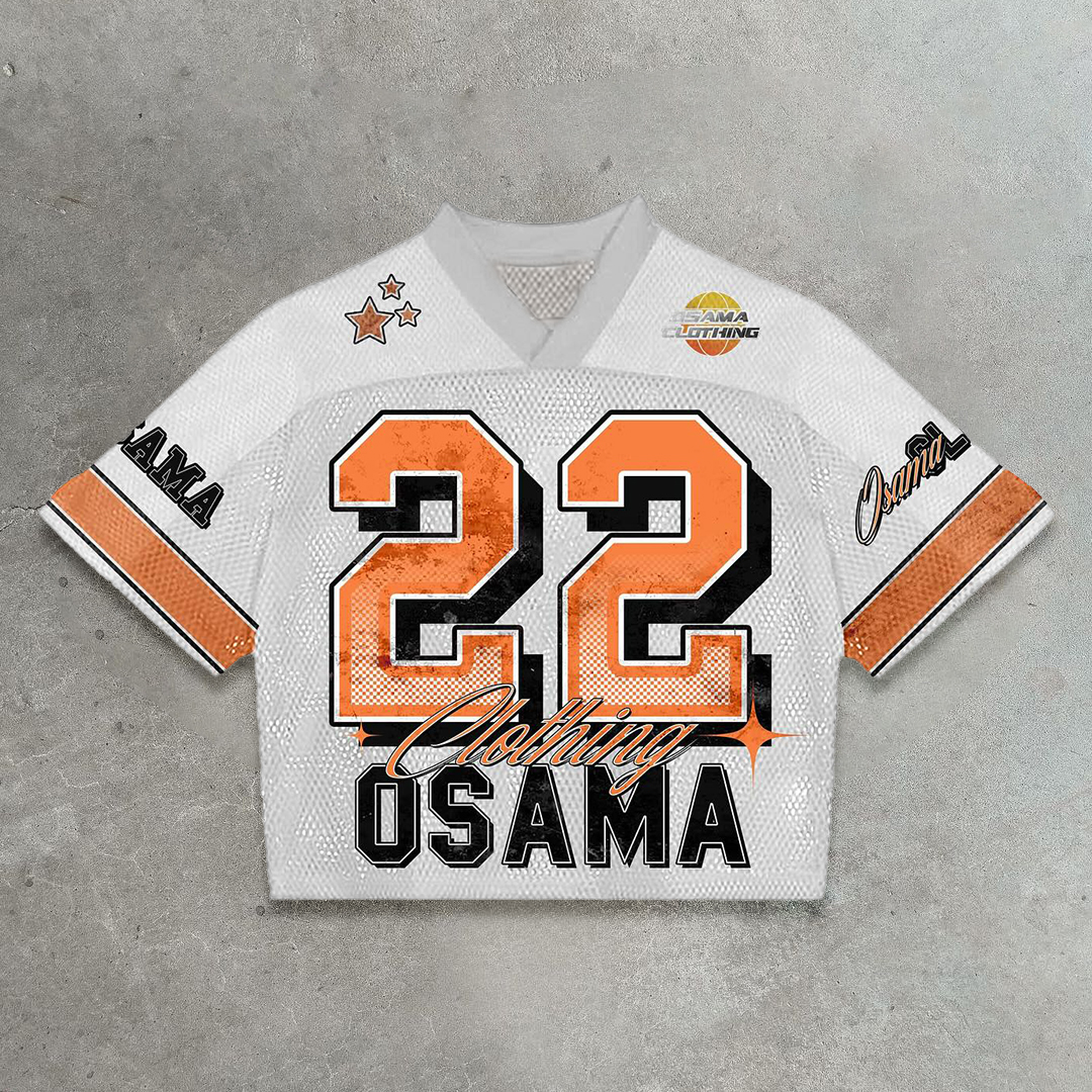 Retro patchwork casual street mesh jersey