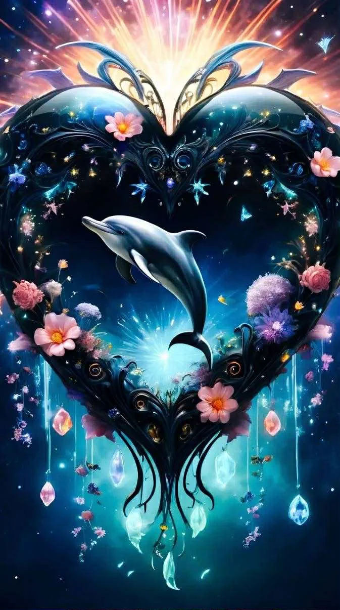 Dolphin Love (velvet cloth) Fairy Dust Drills full round/square diamond ...