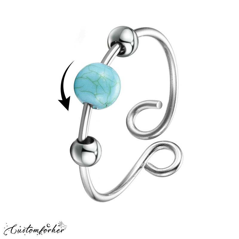 Turquoise Stainless Steel Turning Ring Compression Anti-Anxiety