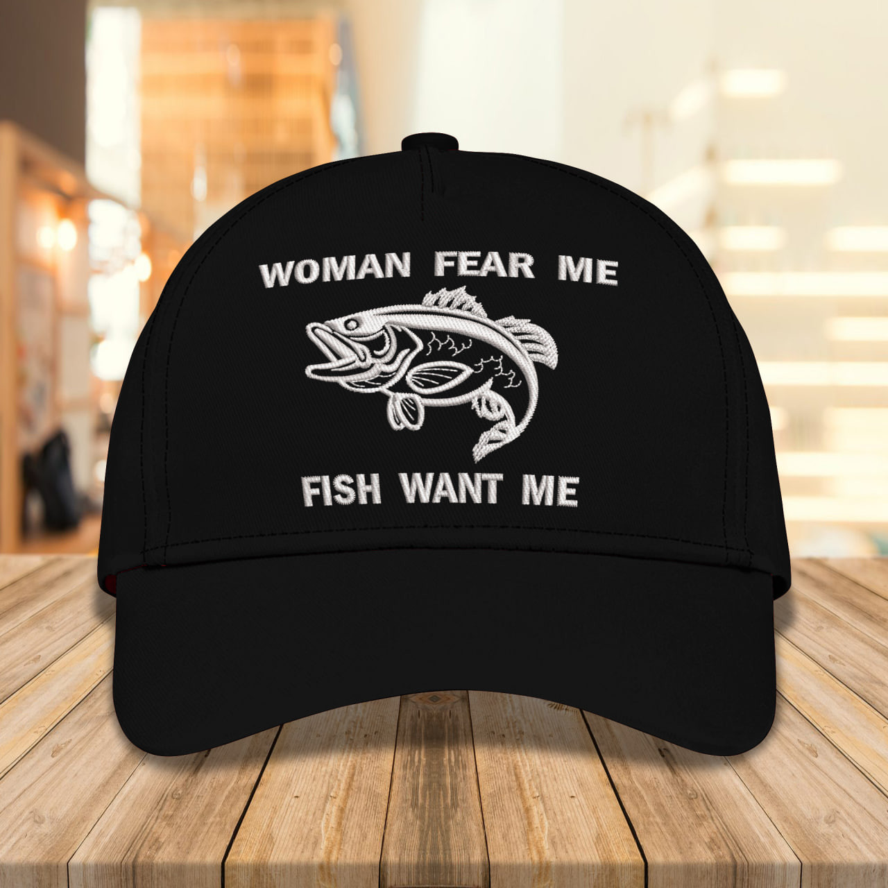 Personalized Embroidery Cap Women Fear Me Fish Want Me