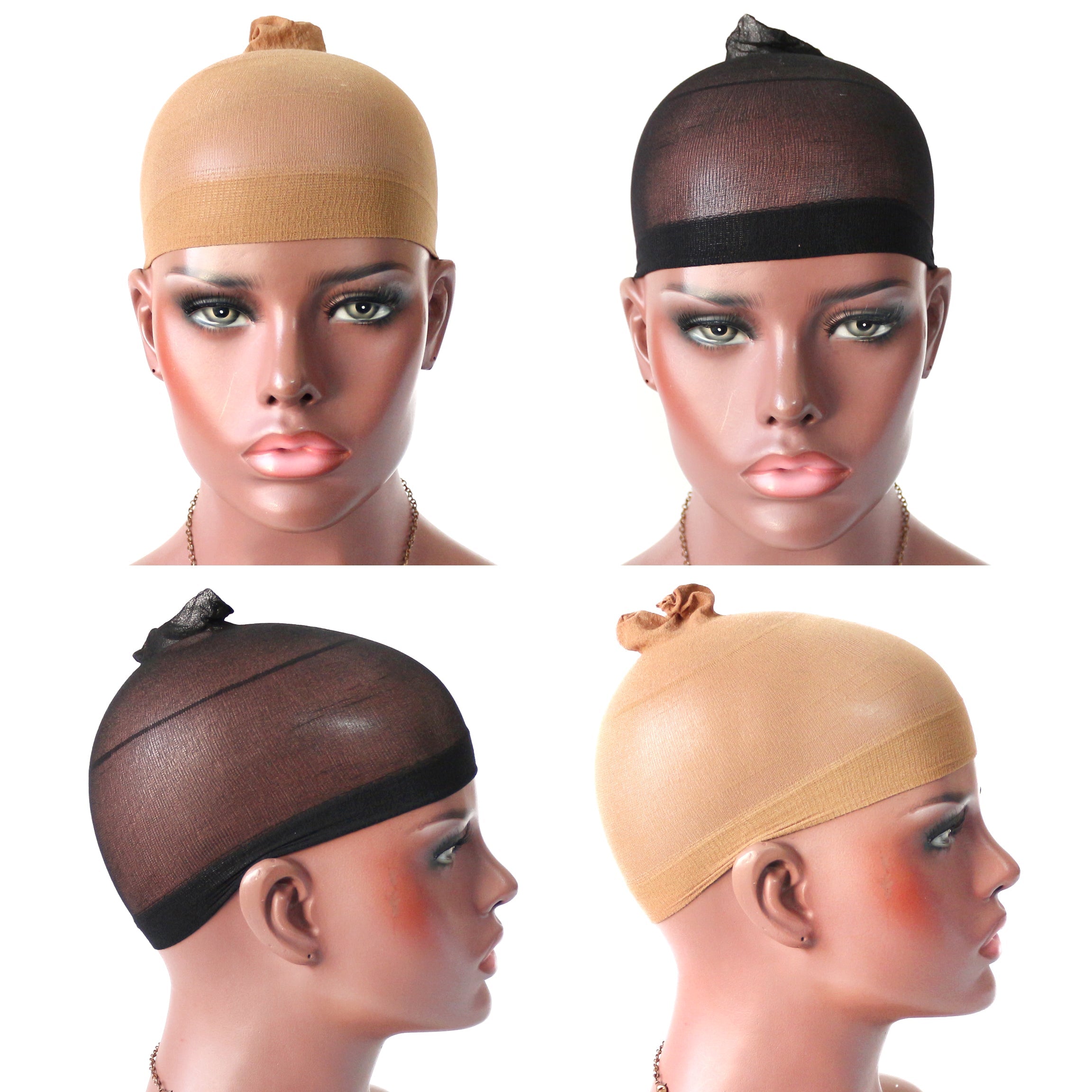 2 pieces Dark Brown/ Black Wig Cap