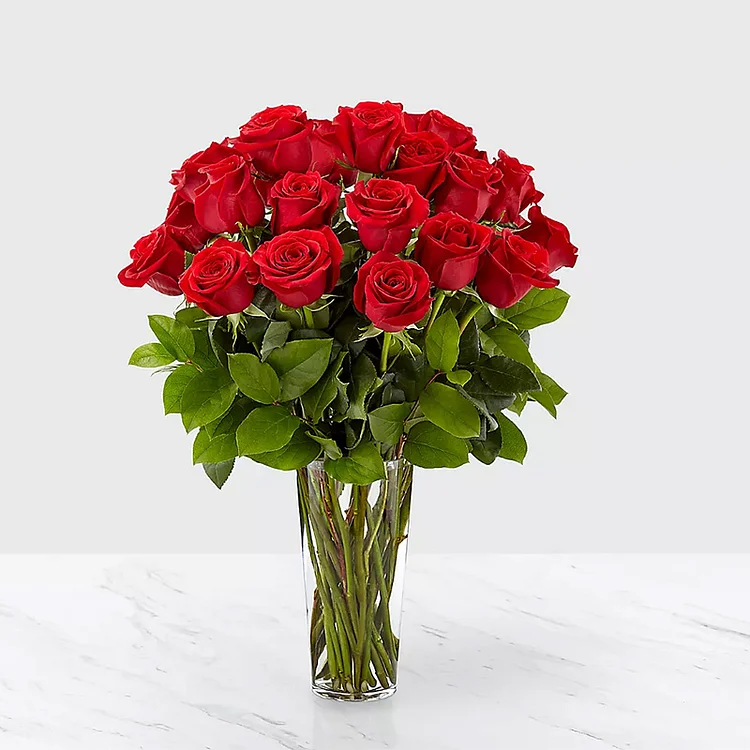 Beautiful Fresh 24 Red Roses Bouquet, Hand Arranged by Expert Florists ...
