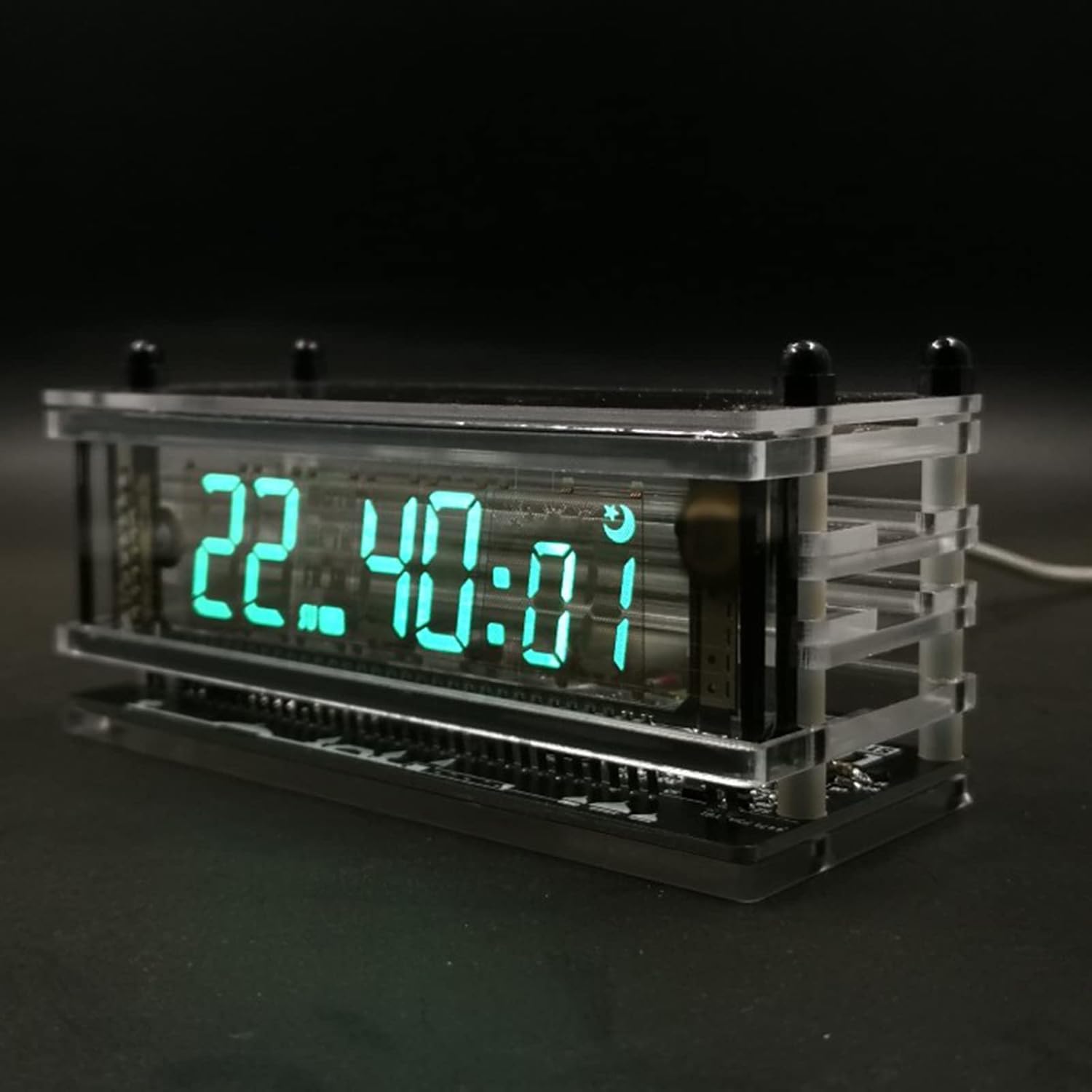 VFD Screen Clock Transparent Base USB Home Desktop Decorative Clock