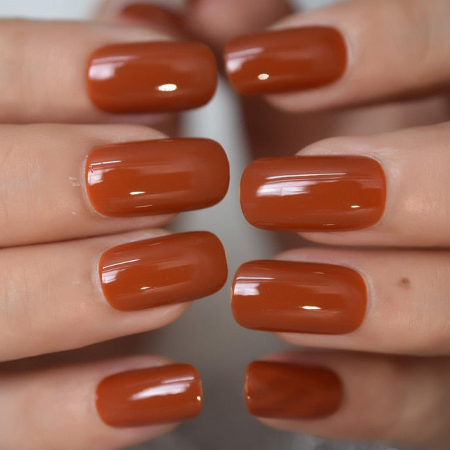 Matt Black Fake Nails Visible Trails of Planets Faux Ongle Square Press ...