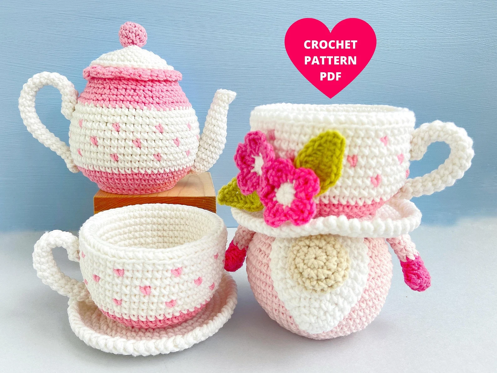 DIY Floral Tea Set Crochet Pattern