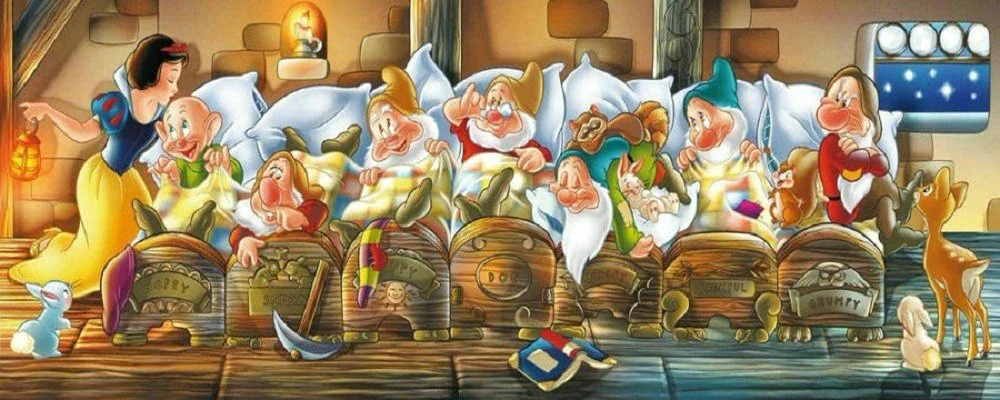 Princess and Seven Dwarfs Disney Cartoon (canvas) full round or square ...