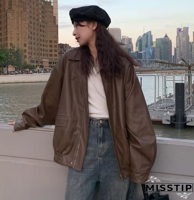 Streetwear leather jacket for women - MissTip
