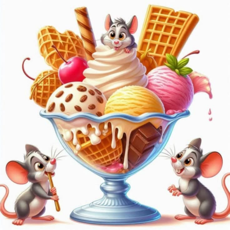 Mouse Eating Ice Cream (velvet cloth) AB drill full round/square ...