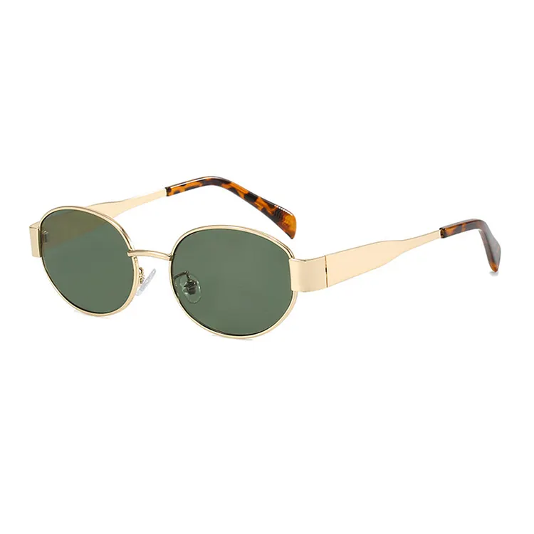 Luxury Small Oval Sunglasses Men Women Brand Design Metal Round Sun ...