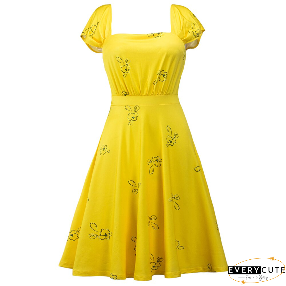 Zomer Bloemenprint Vrouwen Retro Jurken Vintage Party Lady Jurk Jurken