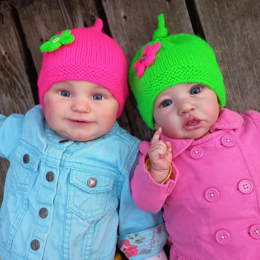 20" Soft Weighted Body, Cute Lifelike Hang-Painted Reborn Twin Girls ...