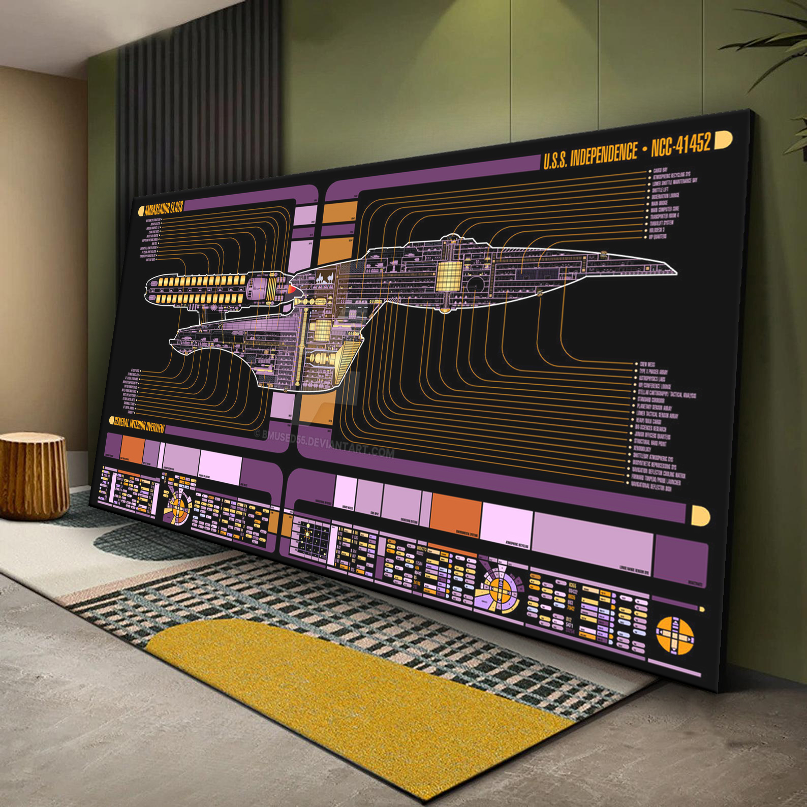 Star Trek Schematic AMBASSADOR CLASS Canvas Wall Art