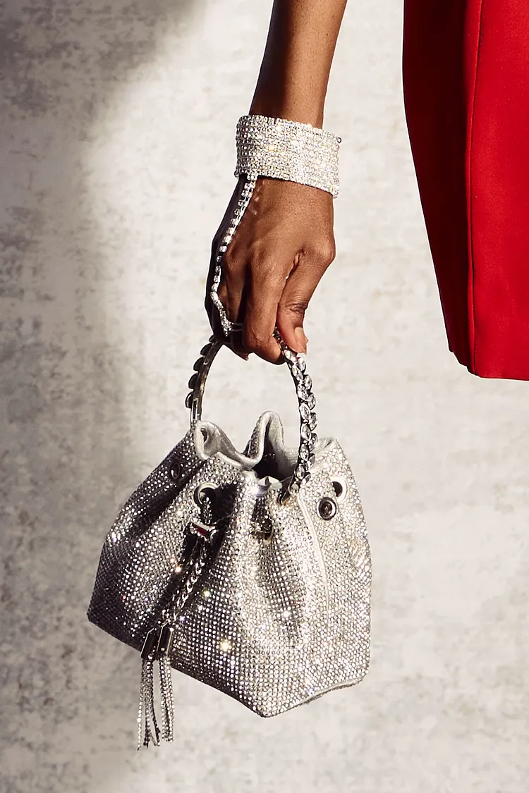 Crystal Embellished Bucket Bag