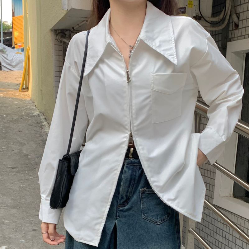 MID LENGTH SHIRT WITH DOUBLE ZIP POCKET