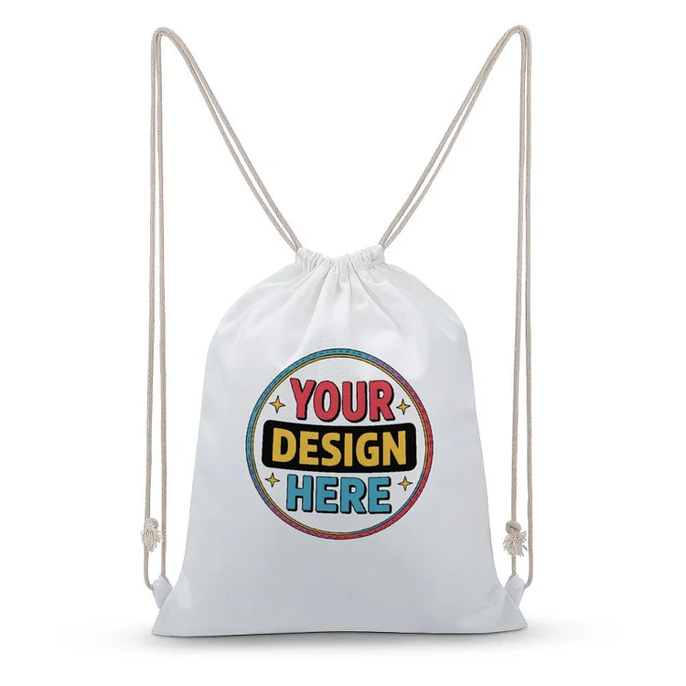 Customizable Canvas Drawstring Backpack Gym Travel Bag