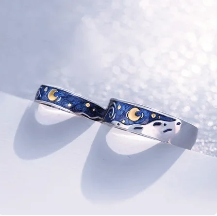Starry Sky Couples Rings Set