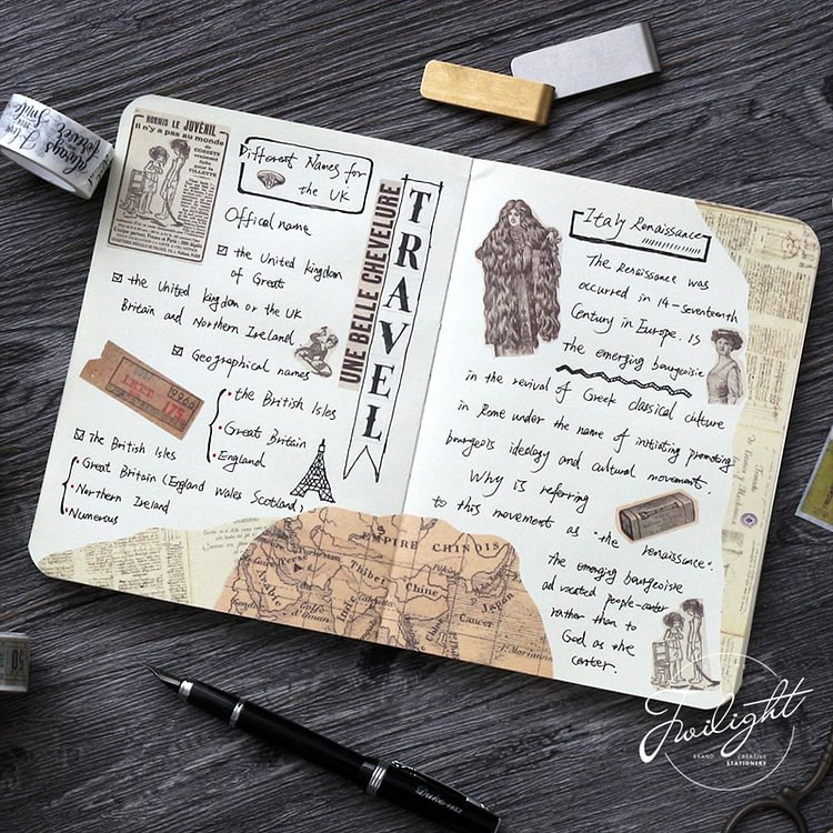 JOURNALSAY Literary Old Newspaper English Retro Journal Washi Tape