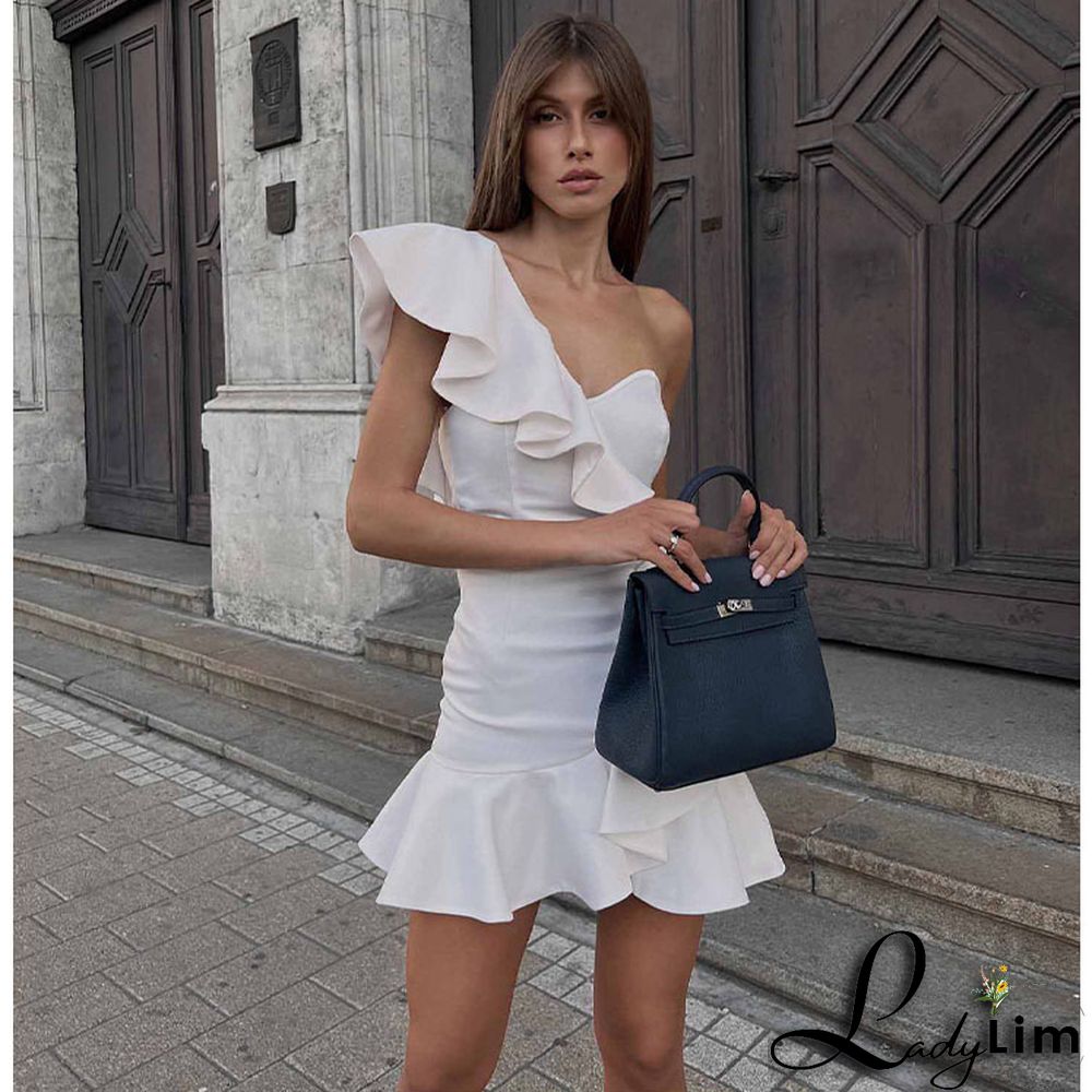 Off Shoulder Ruffle Mini Dress - Ladylim