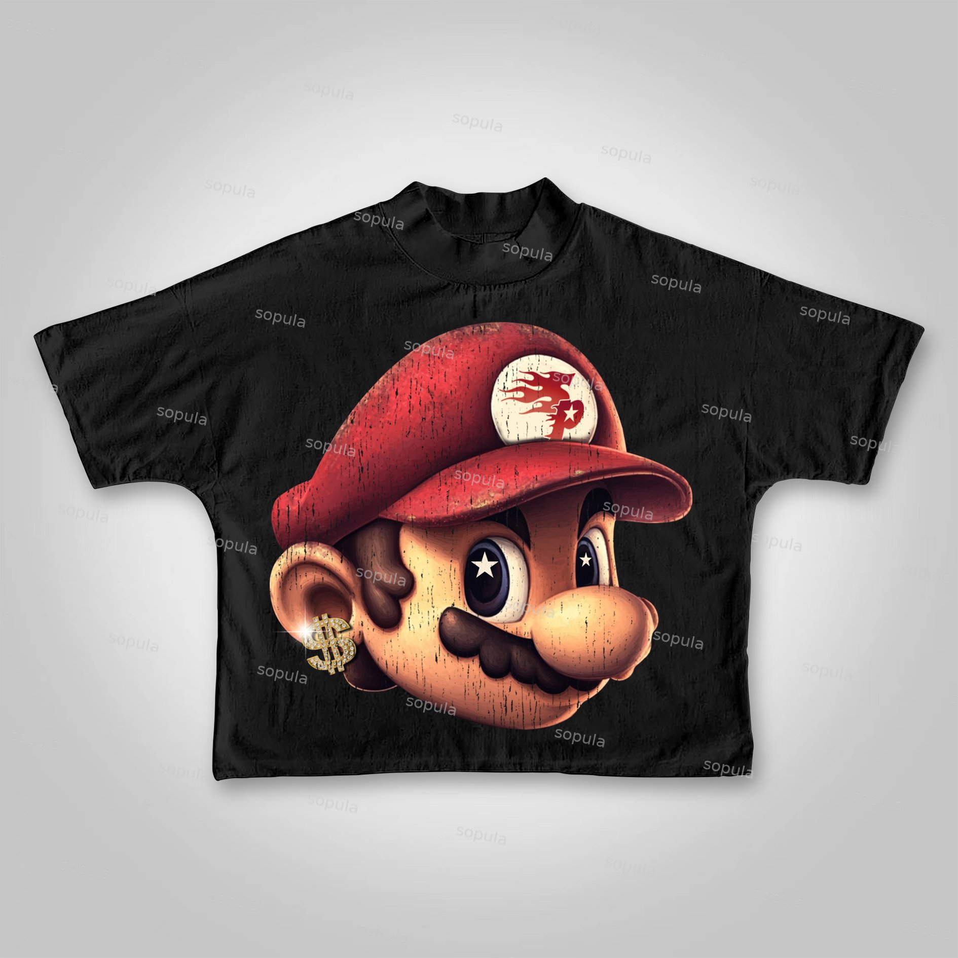 Sopula Y2k Vintage Cartoon Game Big Head Cropped T-shirts - Sopula