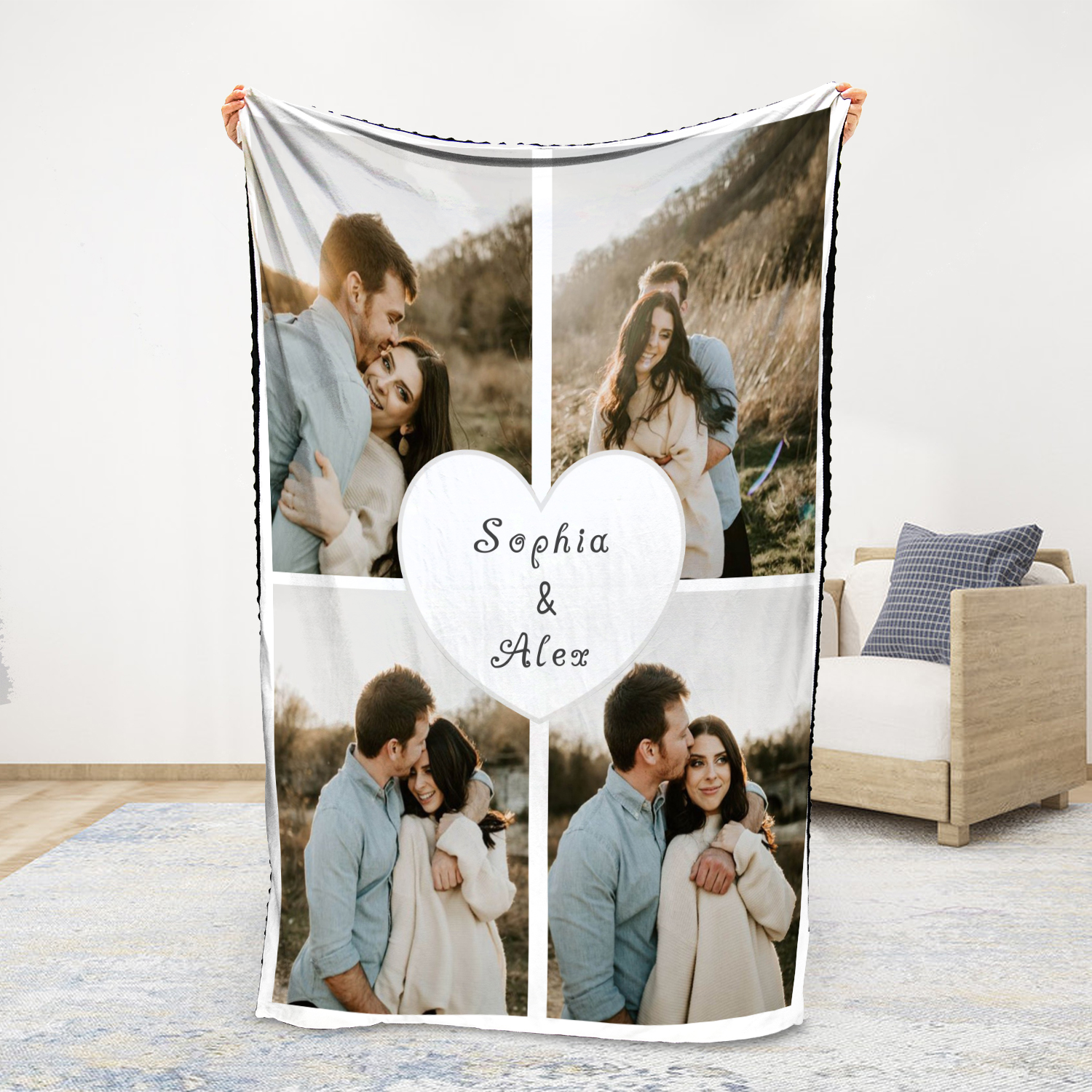 Personalized Couple Blanket Custom Photo Romantic Gift For Her
