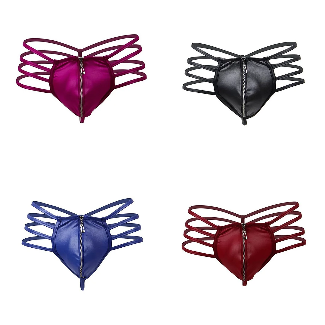 Men's Backless Jockstrap Thong Sexy Zipper Open Front See-Through ...