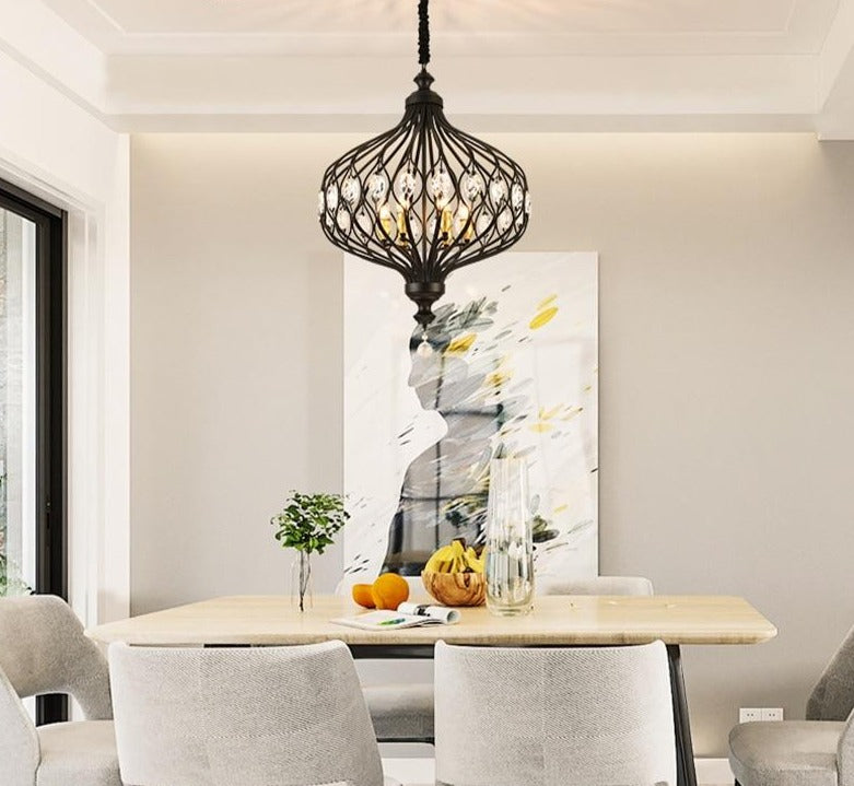 Nordic Crystal Pendant Lights Black Dining Table Lamp Hanging Light For ...