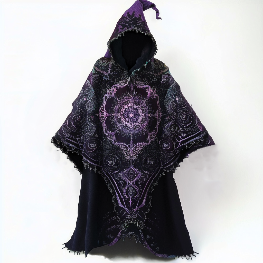Wizard rune mandala ethnic pattern hooded robe 7a40