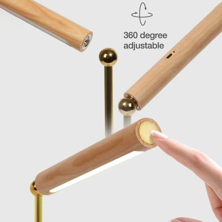 Multi-purpose Wooden Desk Lamp - 360° Rotatable & Magnetic Detachable ...