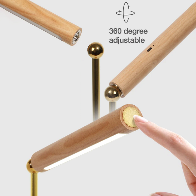 Multi-purpose Wooden Desk Lamp - 360° Rotatable & Magnetic Detachable ...