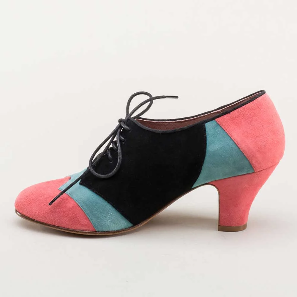 Colorful Faux Suede Sophisticated Lace-Up Oxford Shoes for Women