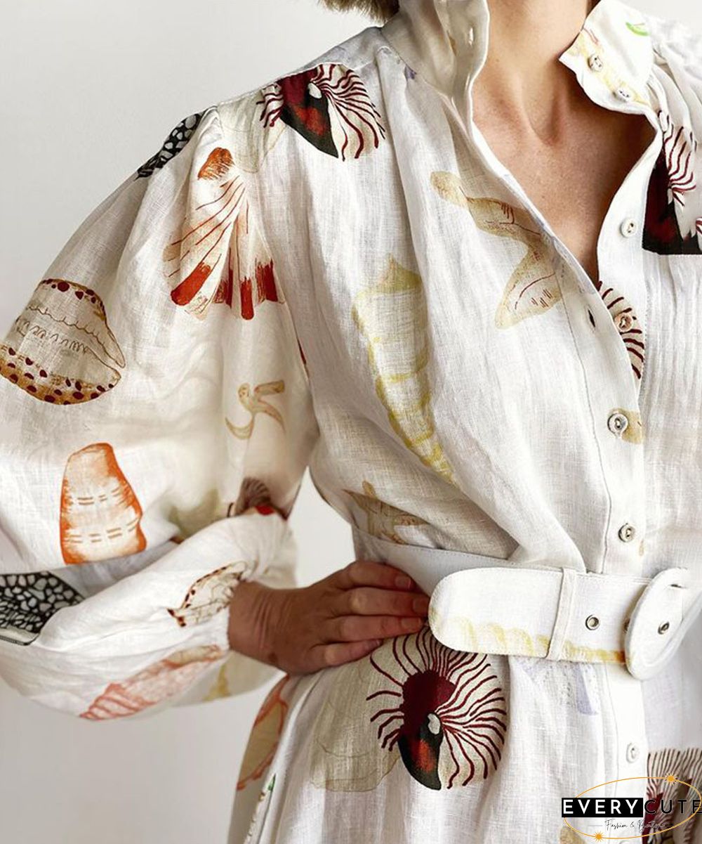 Shell World Illustration Printed Maxi Dress