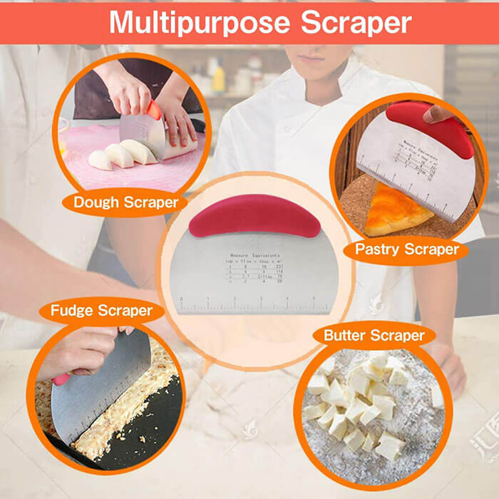 Stainless Steel Bench Scraper Multi-Purpose Dough Pastry Cutting Tool
