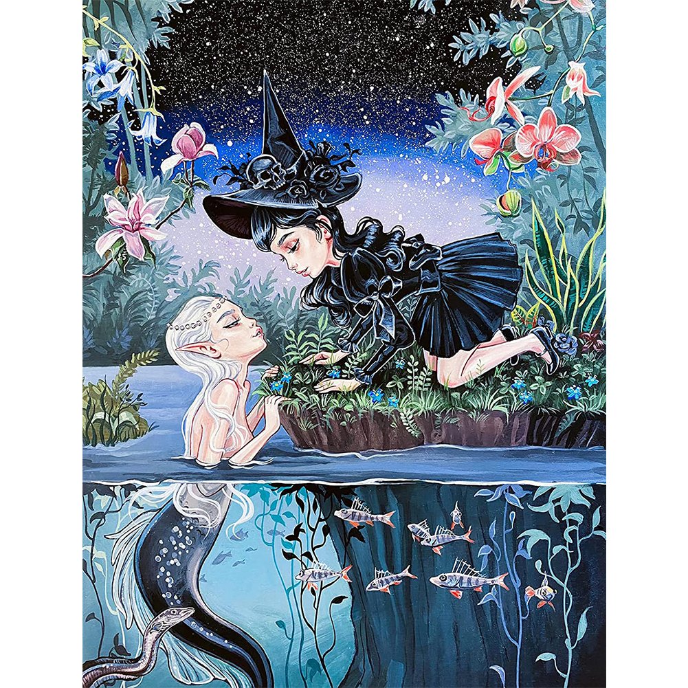 Mermaid And Girl full round or square drill diamond painting