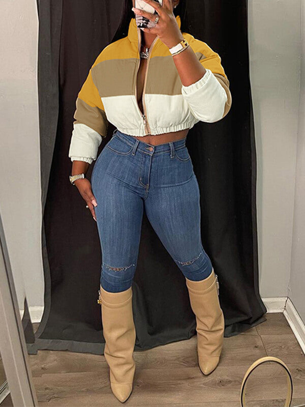 Colorblock Puffer Coat