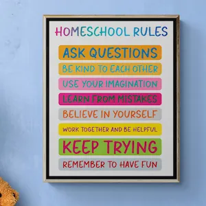 Homeschool Rules: Printable Poster - Colorful and Simple Rules for a ...