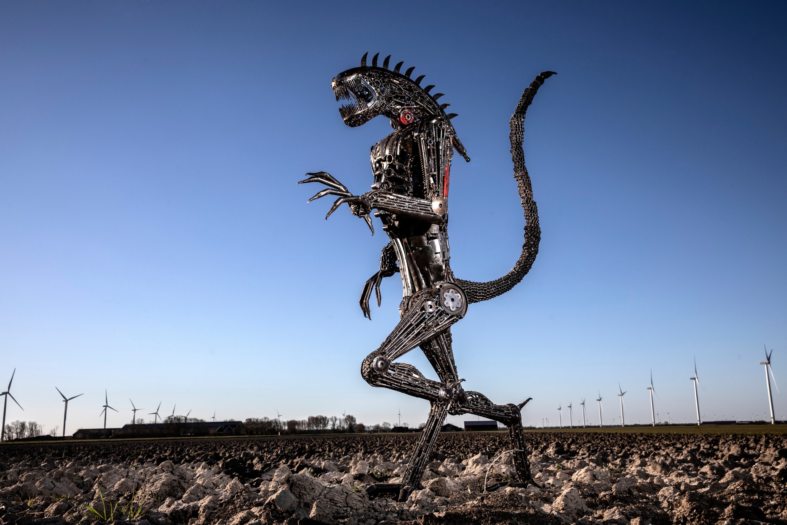 Junk Art Modern Metal Alien Statue