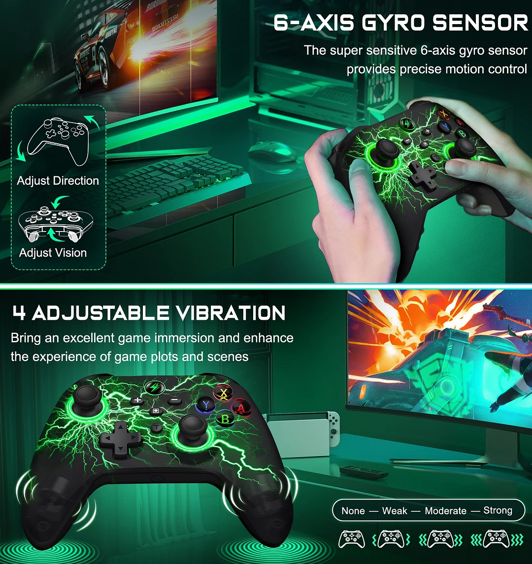 DinoFire Wireless Controller Nintendo The Pro Controller for Nintendo Switch/ Switch Lite/OLED ...