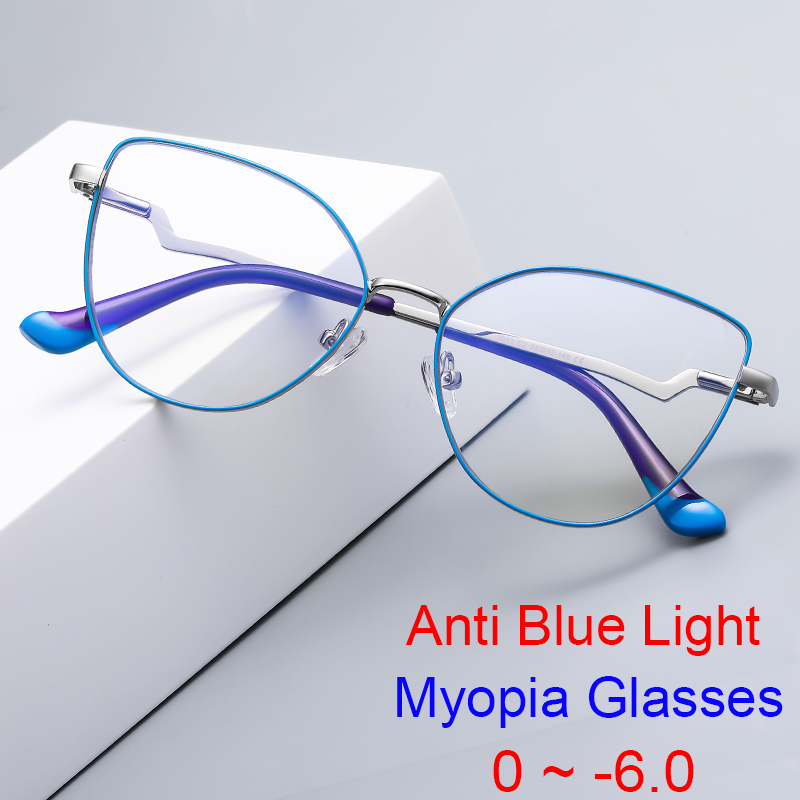Anti Blue Rays Spring Leg Cat Eye Myopia Glasses Women Candy Colors ...